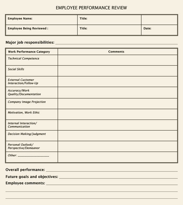 Employee Performance Evaluation Form Shrm Printable Forms