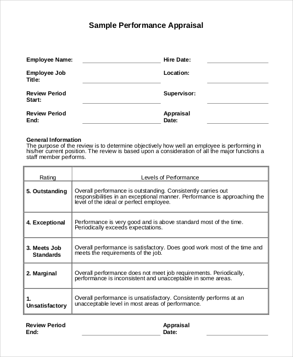 12 13 Performance Appraisal Goals Examples Printable Forms
