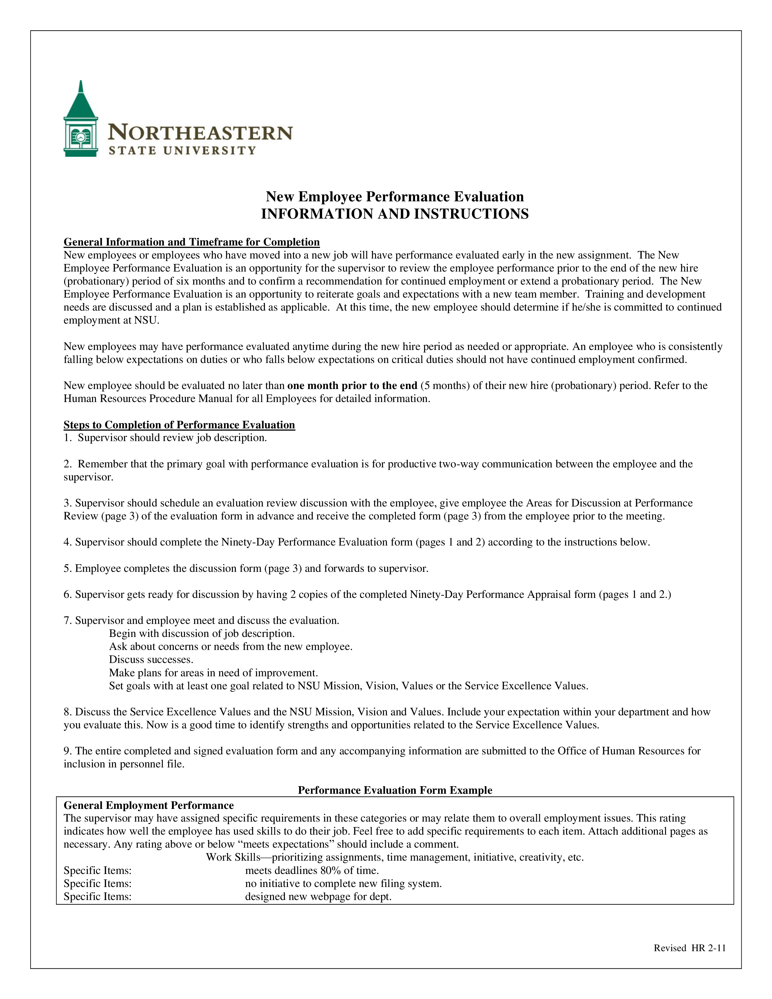 Sample Employee Evaluation Templates At Printable Forms